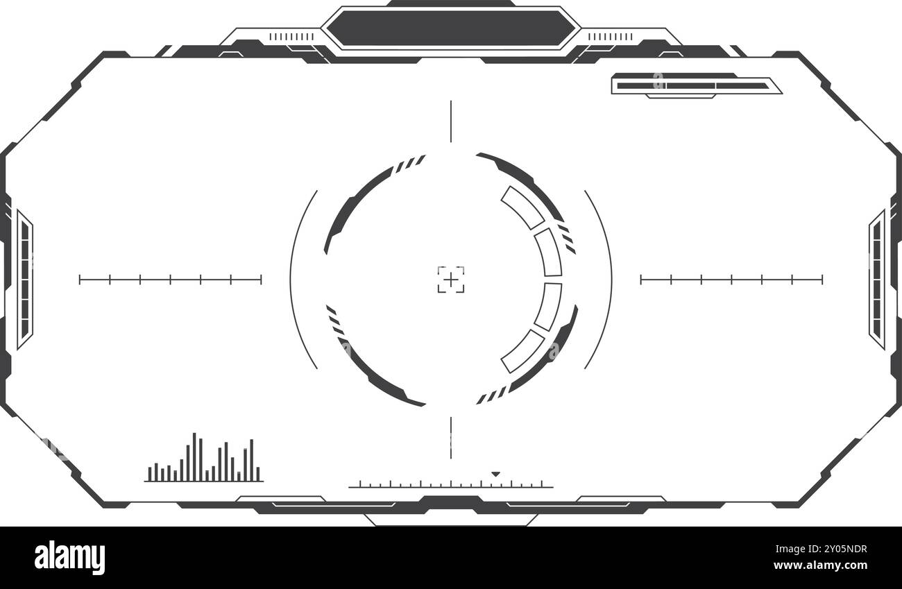 Hud screen with aim crosshair. Scifi game interface isolated on white ...