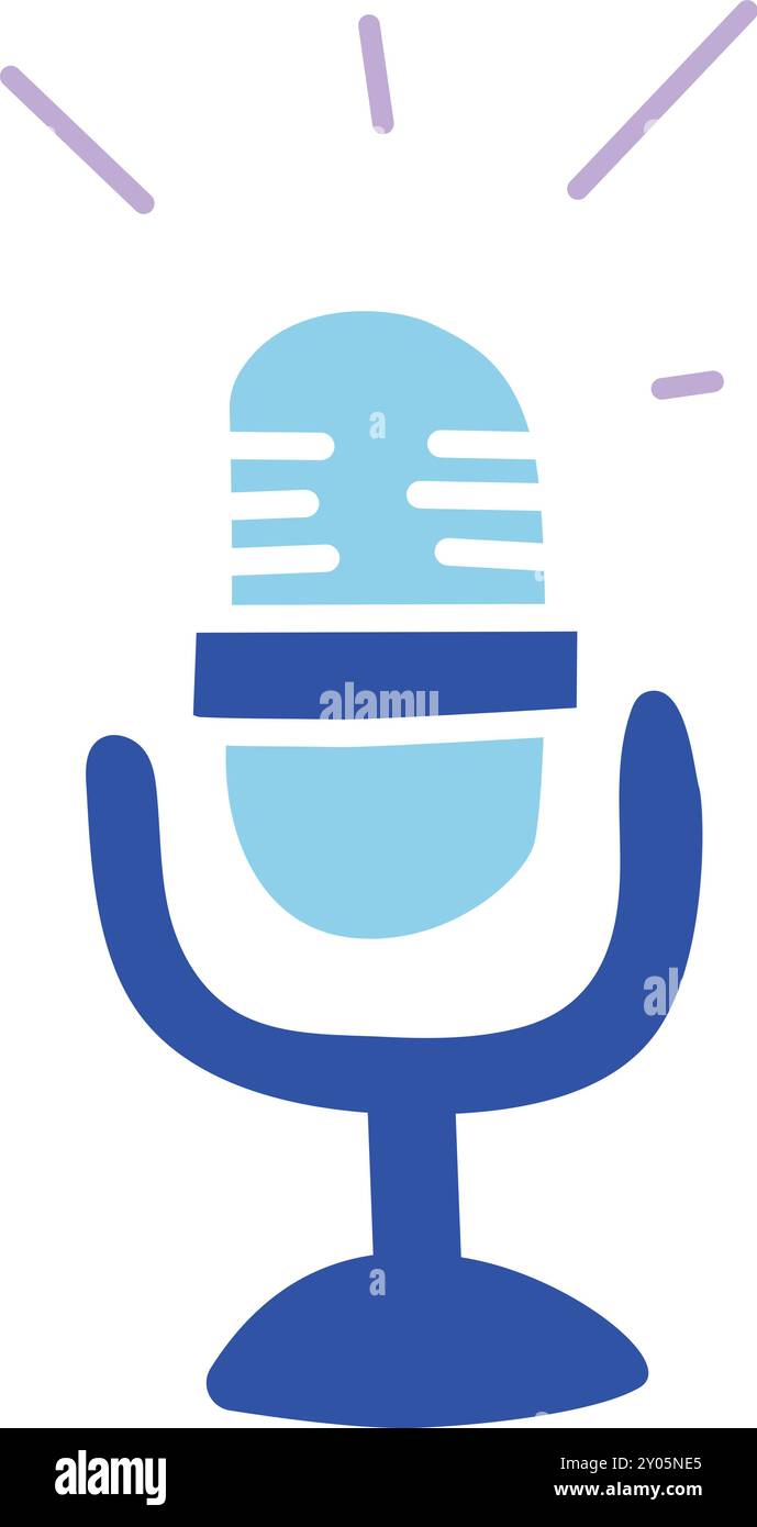 Microphone color doodle. Hand drawn audio mic isolated on white ...