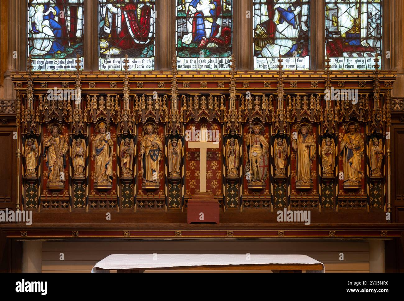 The reredos, St. Andrew`s Church, Whissendine, England, UK Stock Photo ...