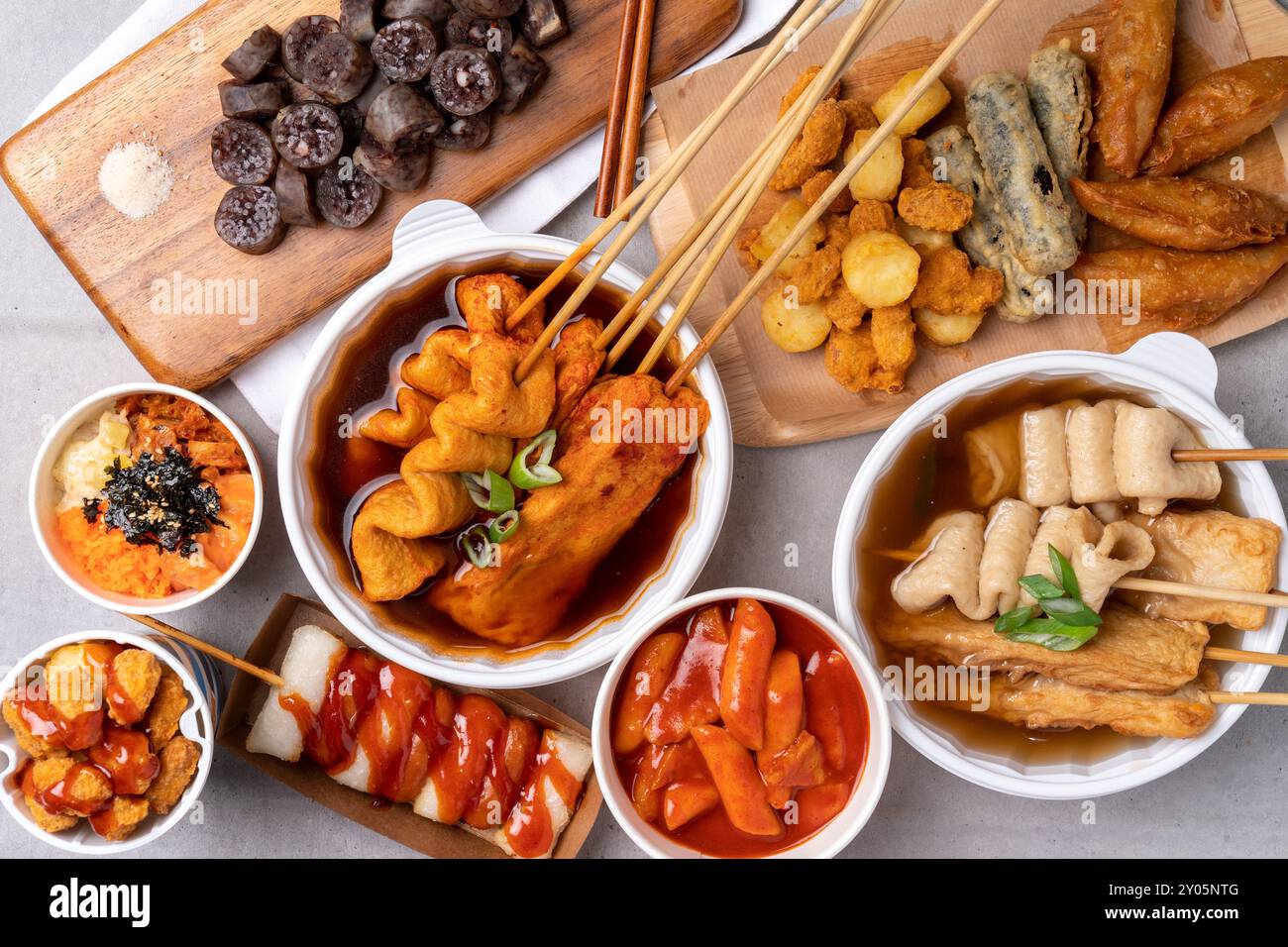 Chalsundae, sundae, rice tteokbokki, tteokbokki, cup rice, clear fish ...