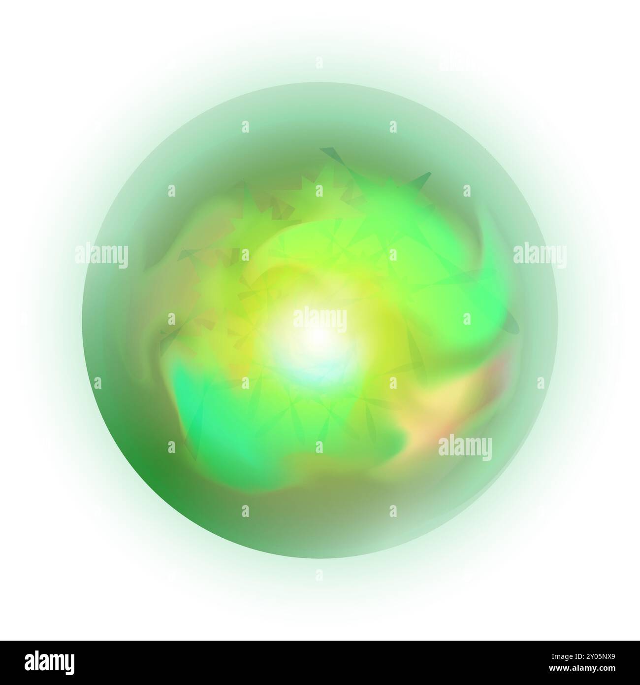 Green plasma orb. Glowing magic light ball isolated on white background ...
