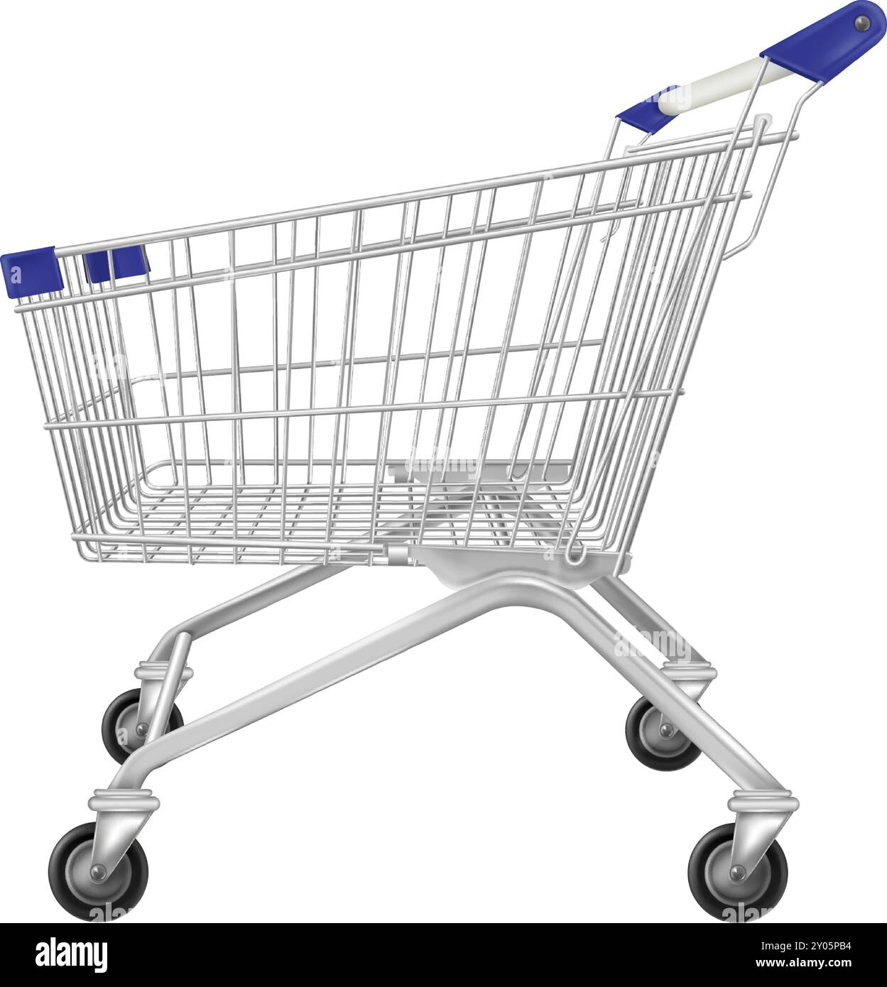 Realistic store cart side view. Supermarket trolley isolated on white ...