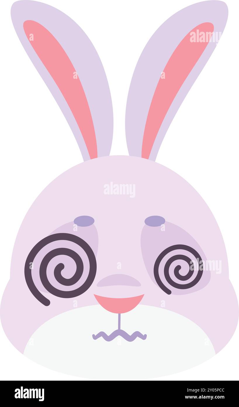 Crazy bunny head. Spiral eyes rabbit emoji isolated on white background ...