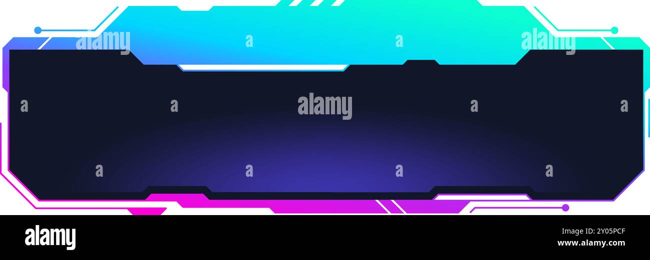 Futuristic neon frame template. Title text box isolated on white ...