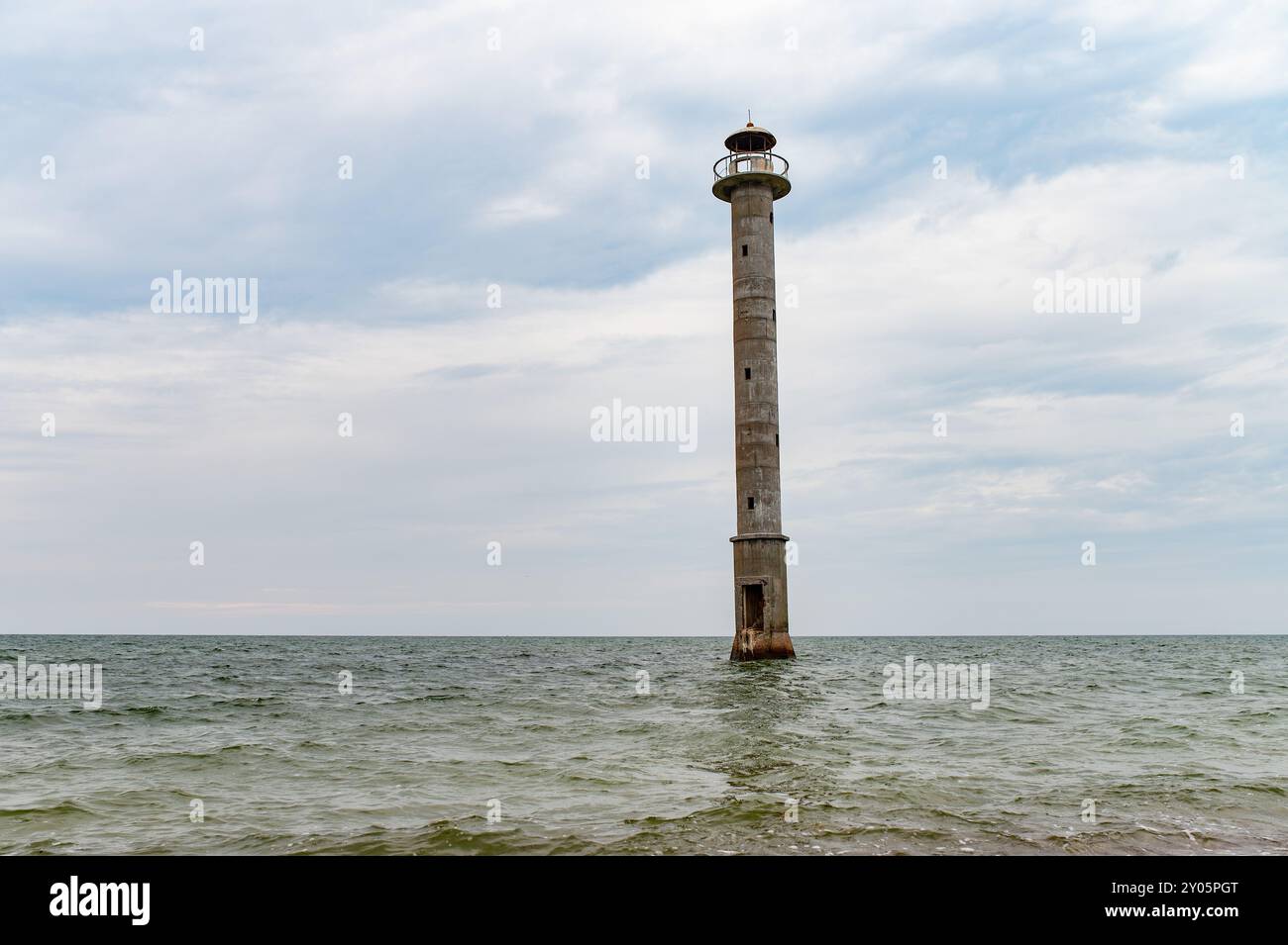 A view of the leaning Kiipsaare lighthouse on Saaremaa Isand in ...