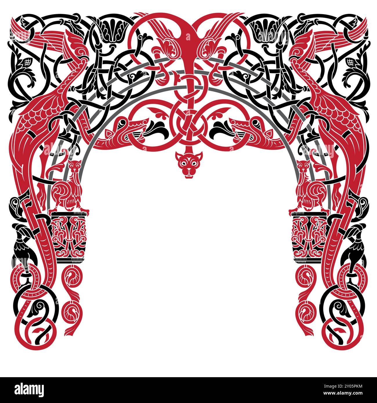 Viking Scandinavian design. Ancient decorative mythical animal in ...