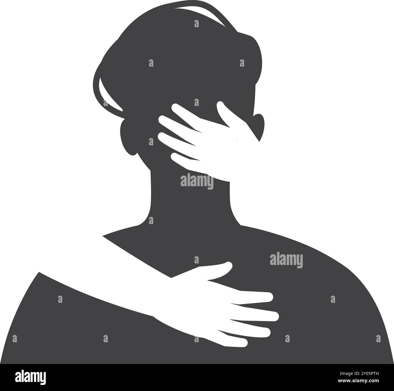 Black man silhouette with hugging hands. Relationship symbol isolated ...