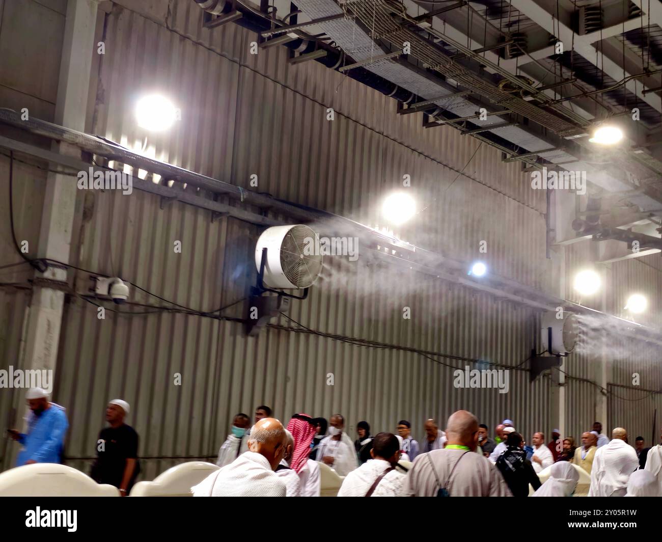 Mecca, Saudi Arabia, June 4 2024: Water sprayer fans inside Al Masjid ...