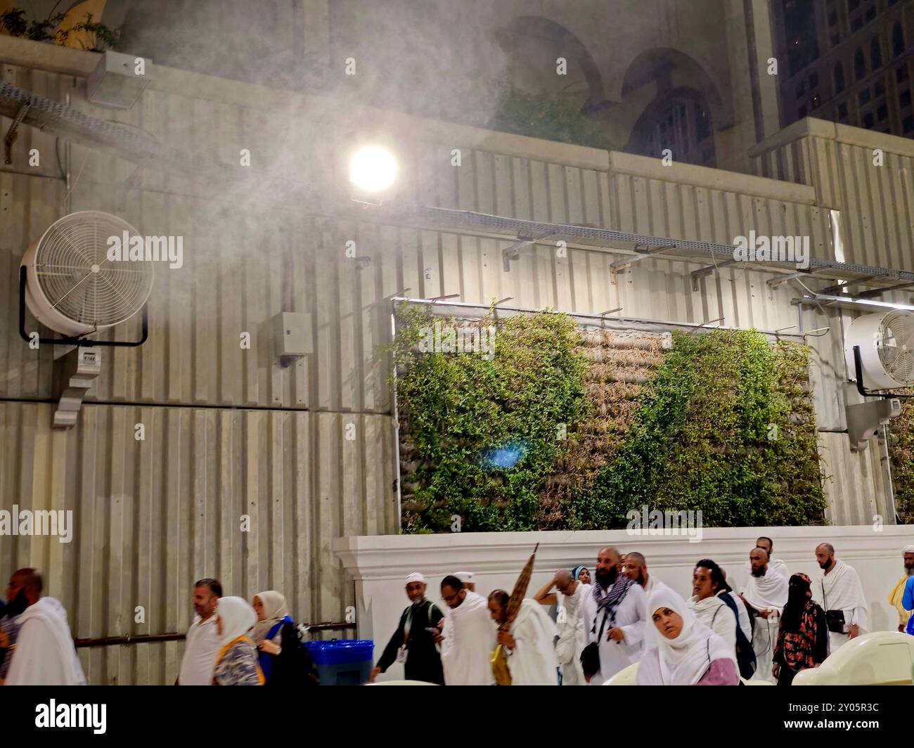 Mecca, Saudi Arabia, June 4 2024: plants on a column inside Al Masjid ...