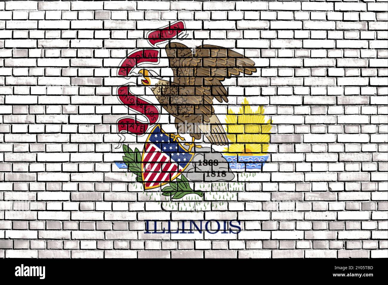 Flag of Illinois painted on brick wall Stock Photo - Alamy