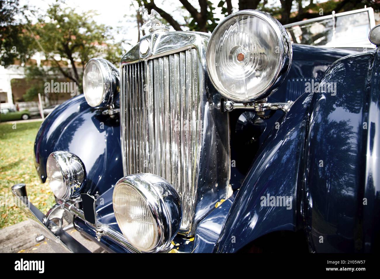 Part Of Classic Retro Blue Car. Vintage Series Stock Photo - Alamy