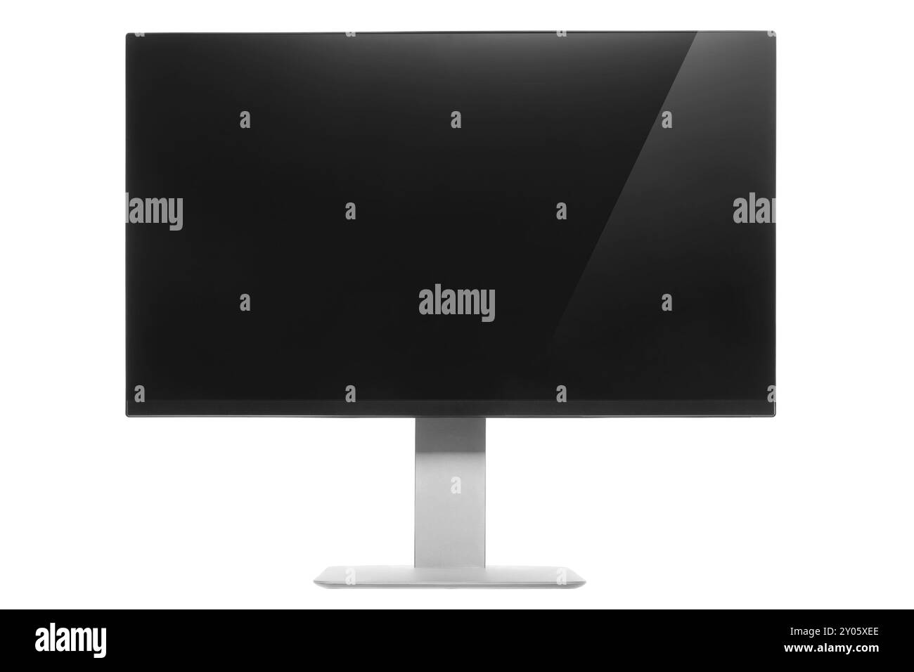 Computer Monitor with glossy screen and reflection. Isolated on white ...