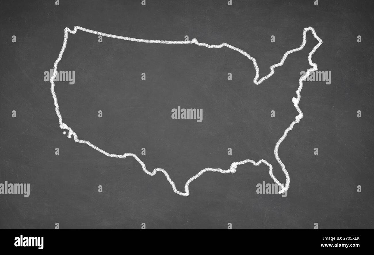 United States map drawn on chalkboard. Chalk and blackboard Stock Photo ...