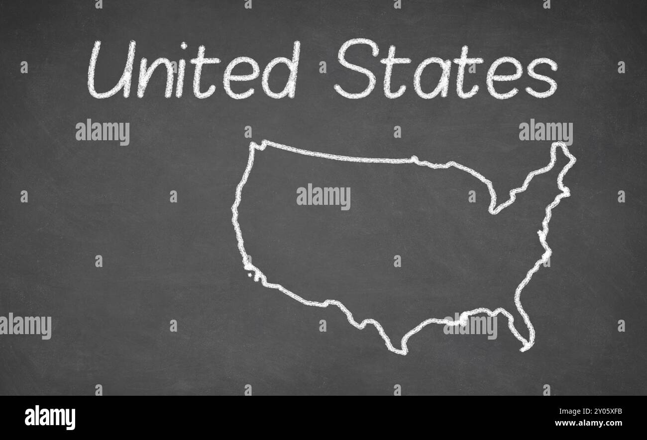 United States map drawn on chalkboard. Chalk and blackboard Stock Photo ...