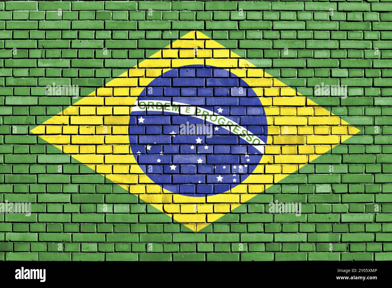 Flag of Brazil painted on brick wall Stock Photo - Alamy