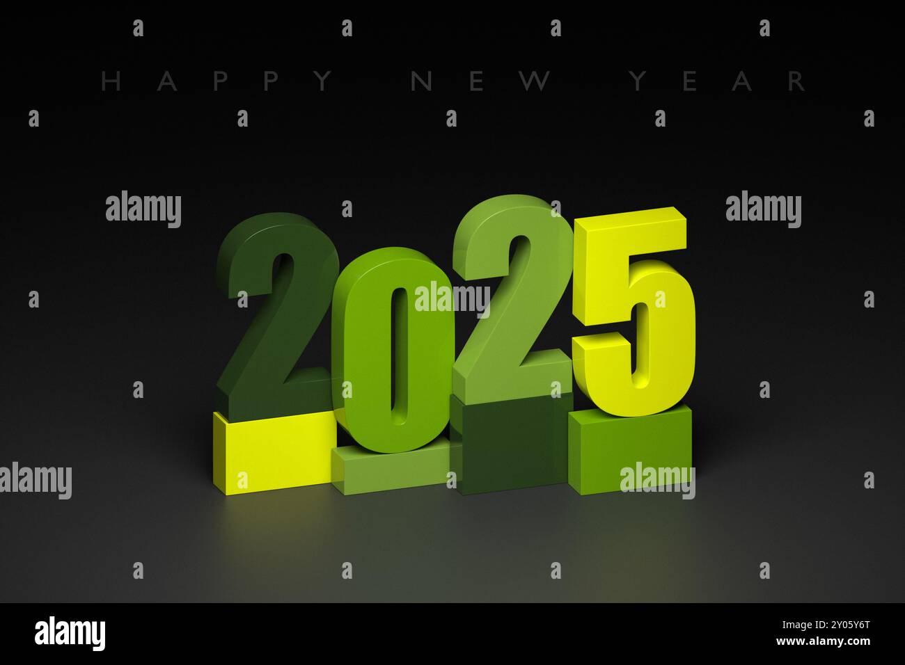 Calendar header number 2025 on black background. Happy new year 2025 ...