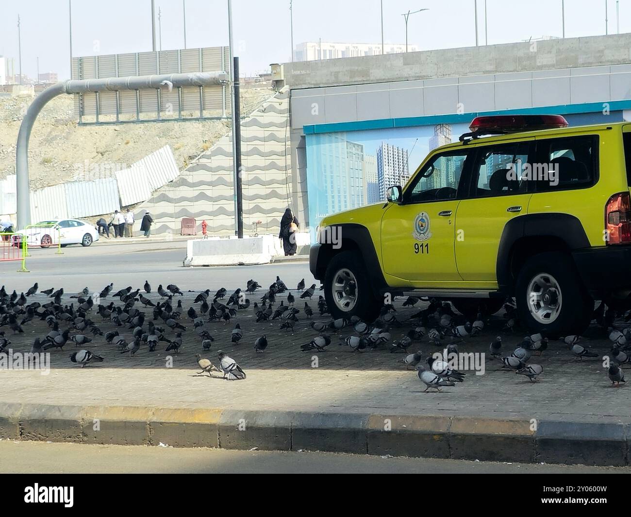 Mecca, Saudi Arabia, June 8 2024: A Nissan Patrol civil defense car ...