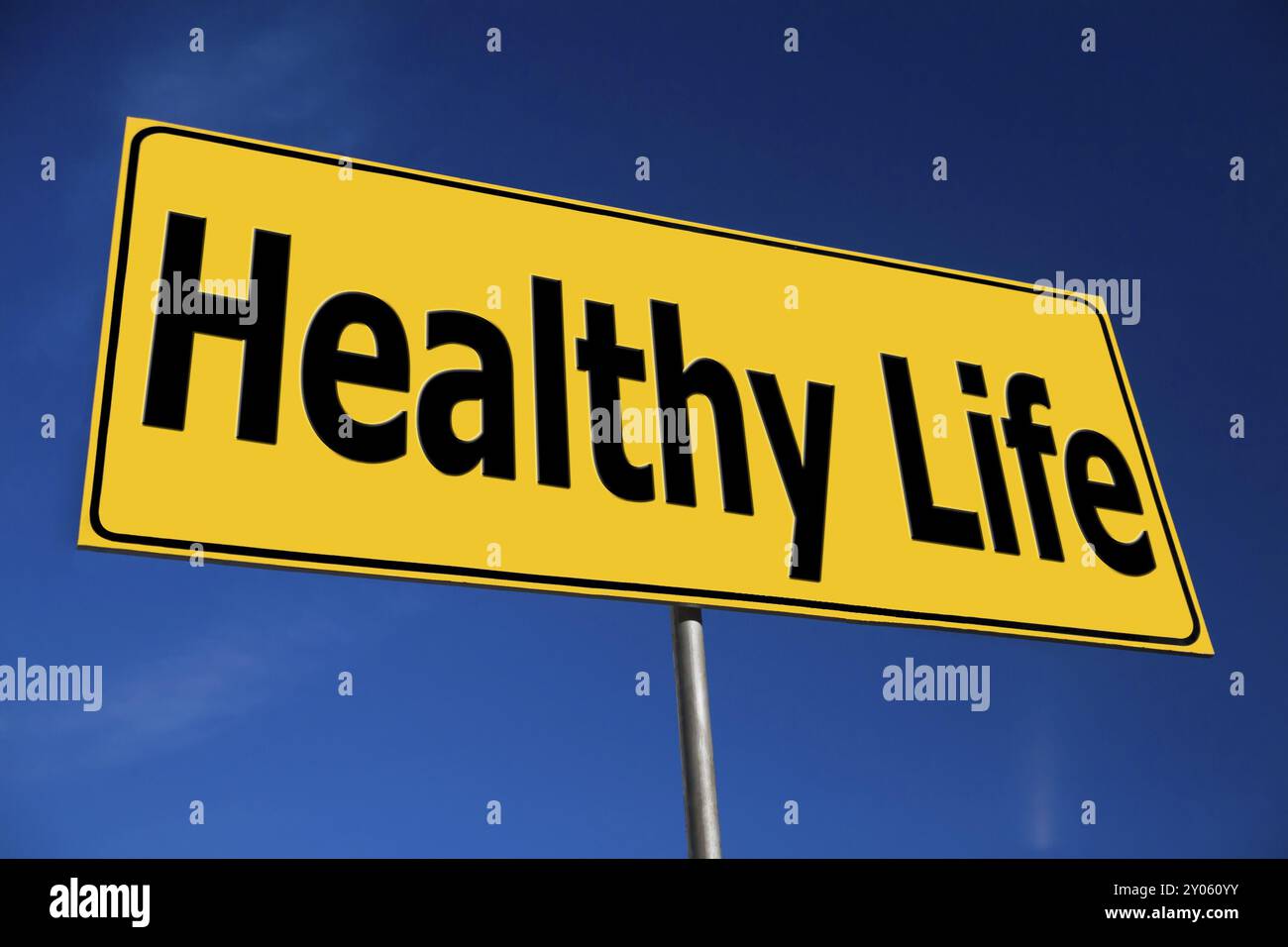 Healthy Life Road Sign. Blue Sky and Clouds Stock Photo - Alamy