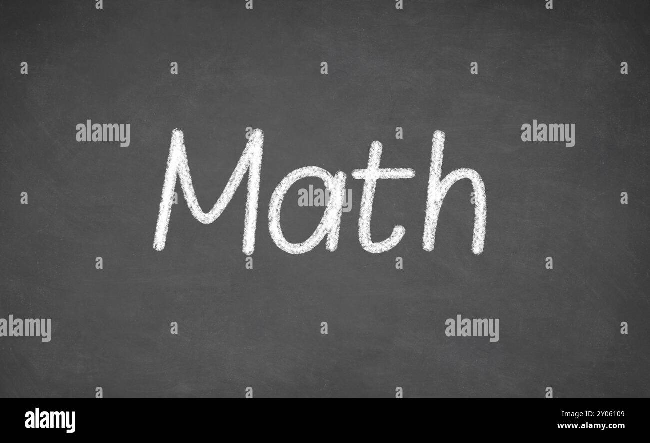 Math lesson on blackboard or chalkboard. written in white chalk Stock ...