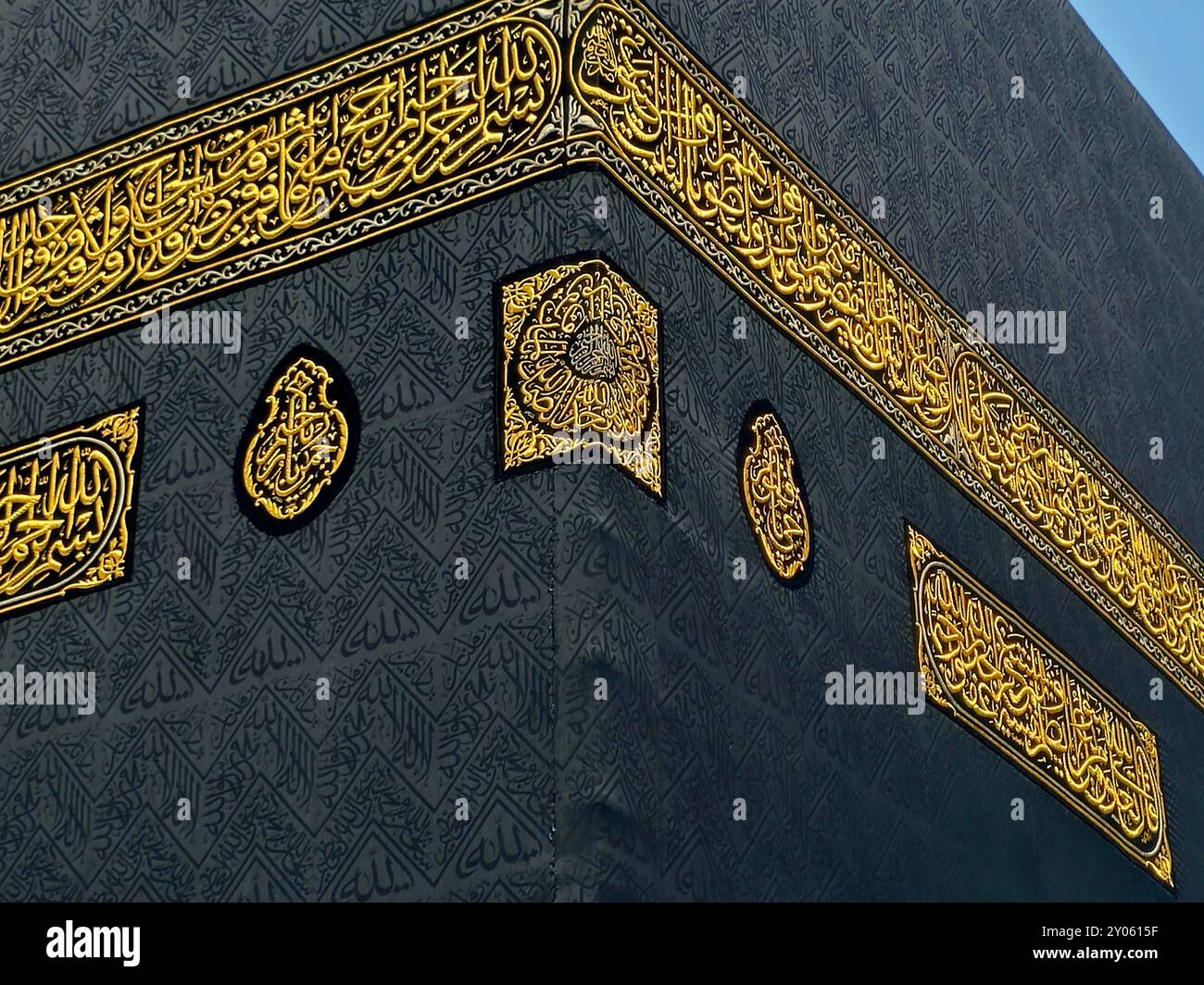 The curtains of The Kaaba a stone building at the center of Islam's ...