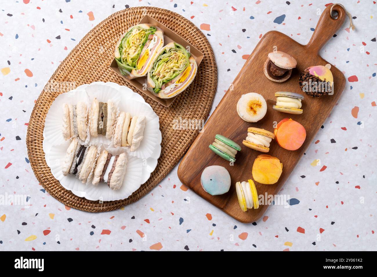 Macaron, cranbrae, pork bar, blueberry, cheese, yogurt, dacquoise ...