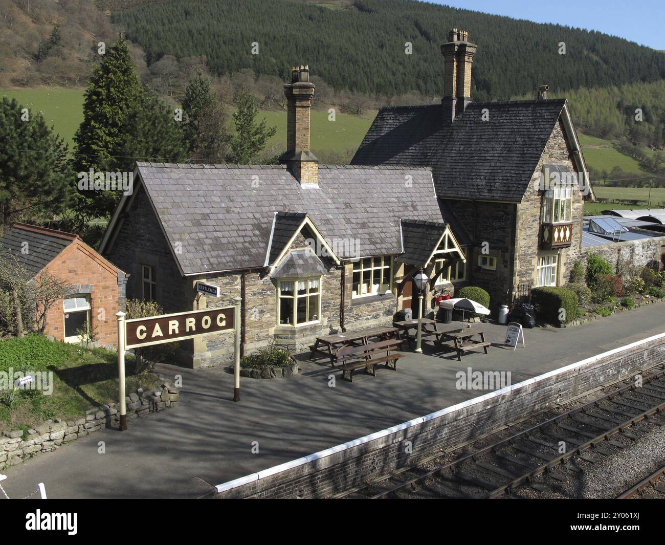 Carrog railway station, Langollen Museum Railway, North Wales, United ...