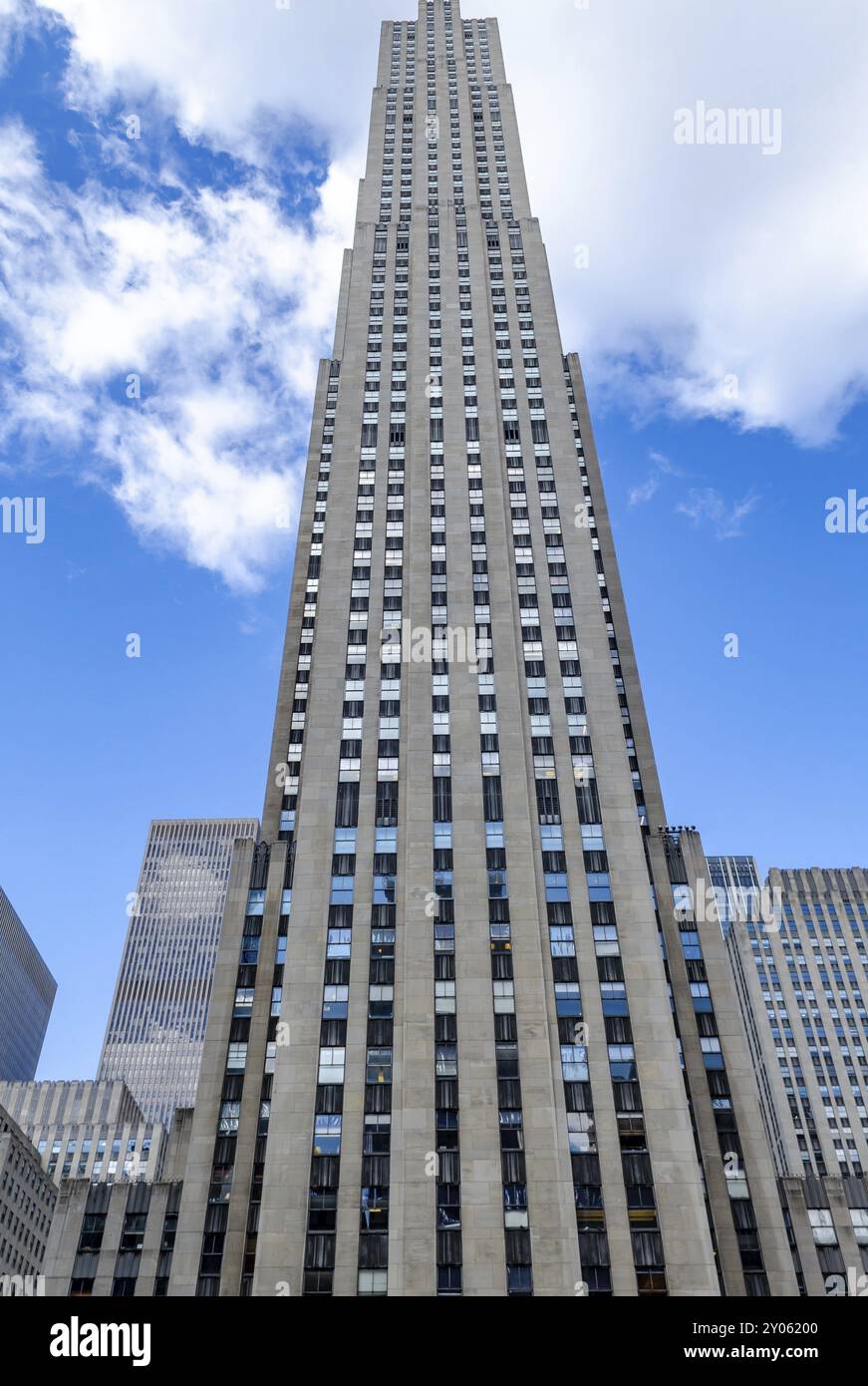 Rockefeller Center building facade, New York City, low angle view ...