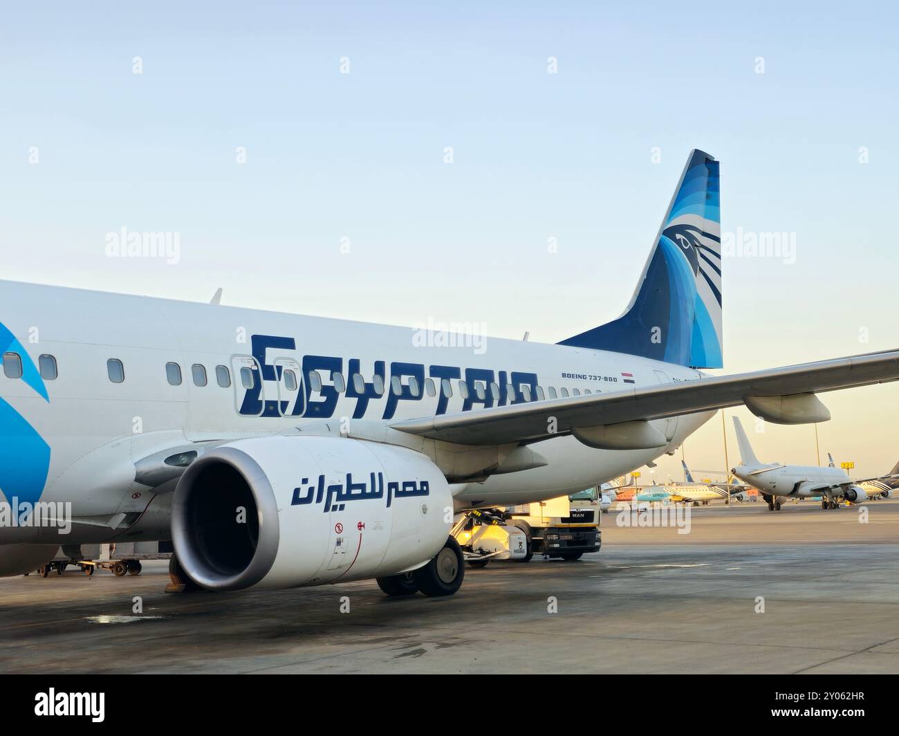 Cairo, Egypt, June 3 2024: An Egyptair plane in the airport, Egypt Air ...