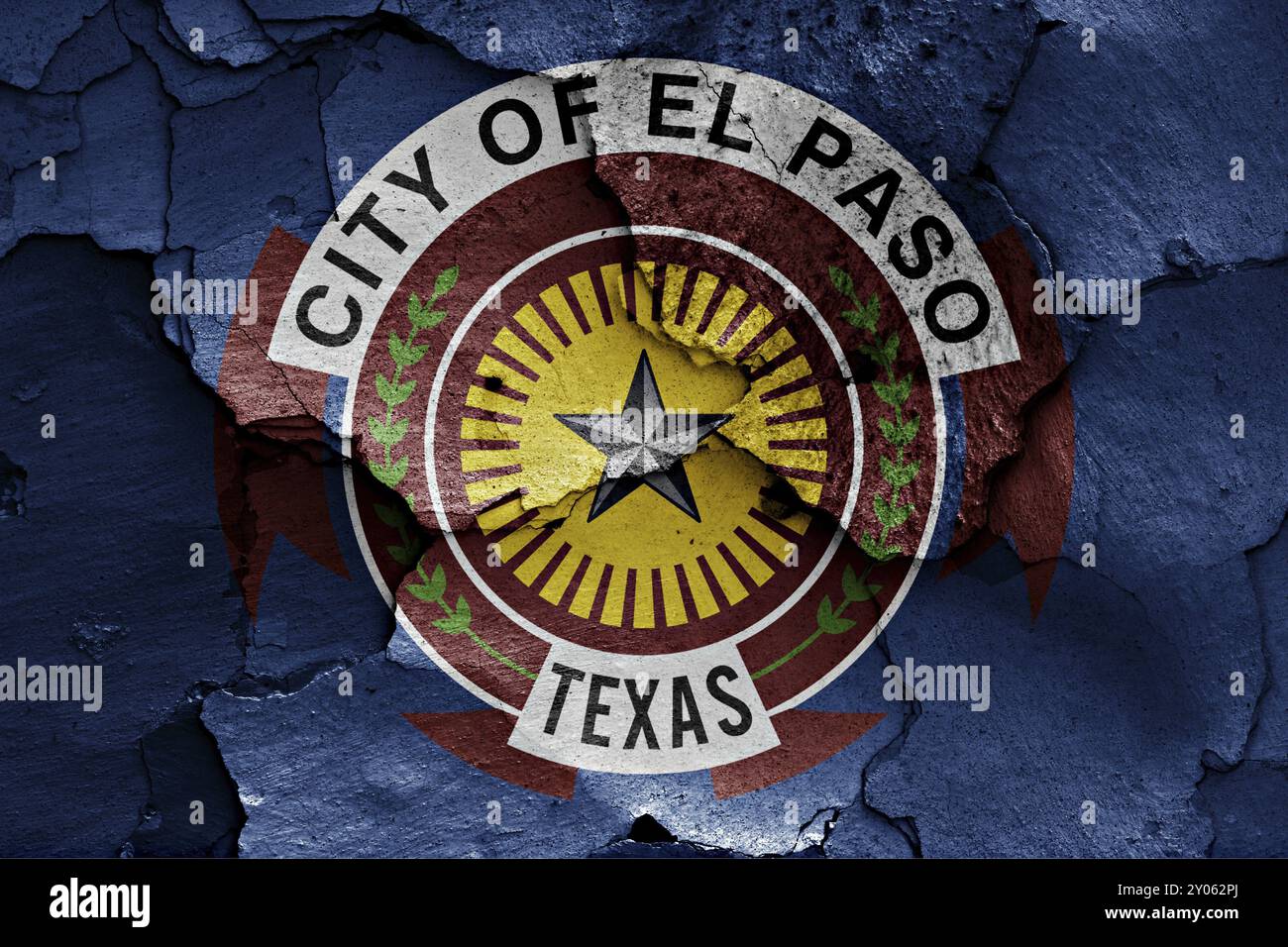 Flag of El Paso on cracked wall Stock Photo - Alamy