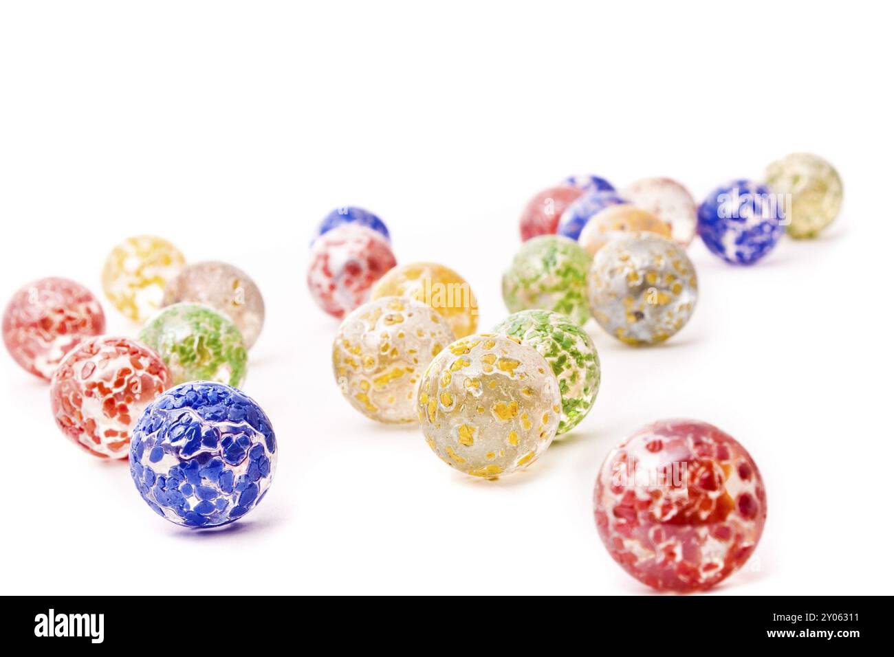 Colorful decorative glass balls isolated on white Stock Photo - Alamy