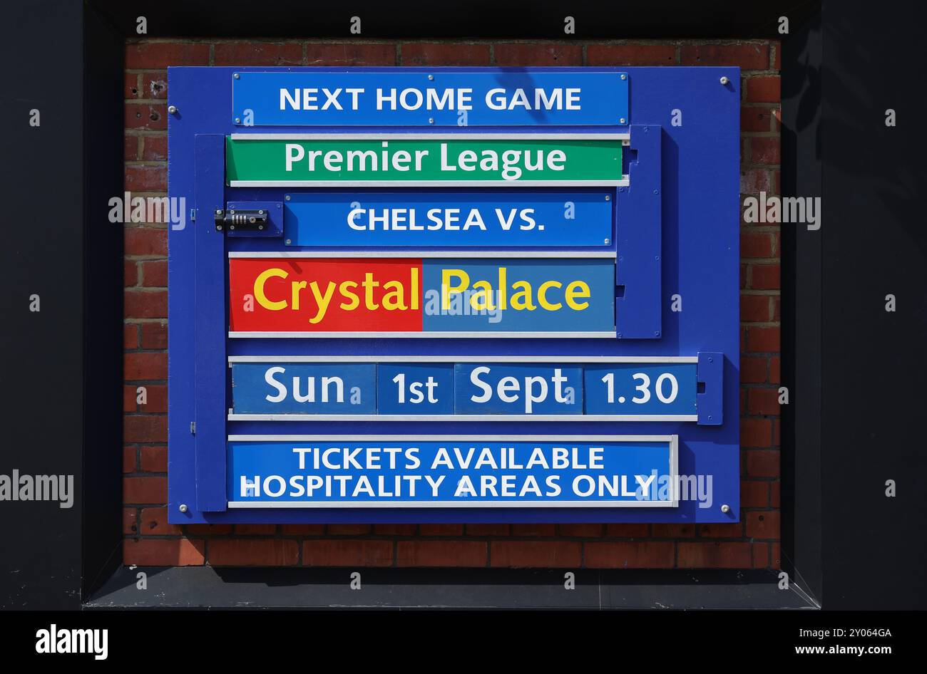 A view of the fixture board outside the ground before the Premier ...