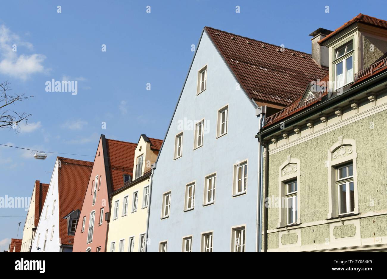 Typical colorful houses in Schongau a small german town in Bavaria ...