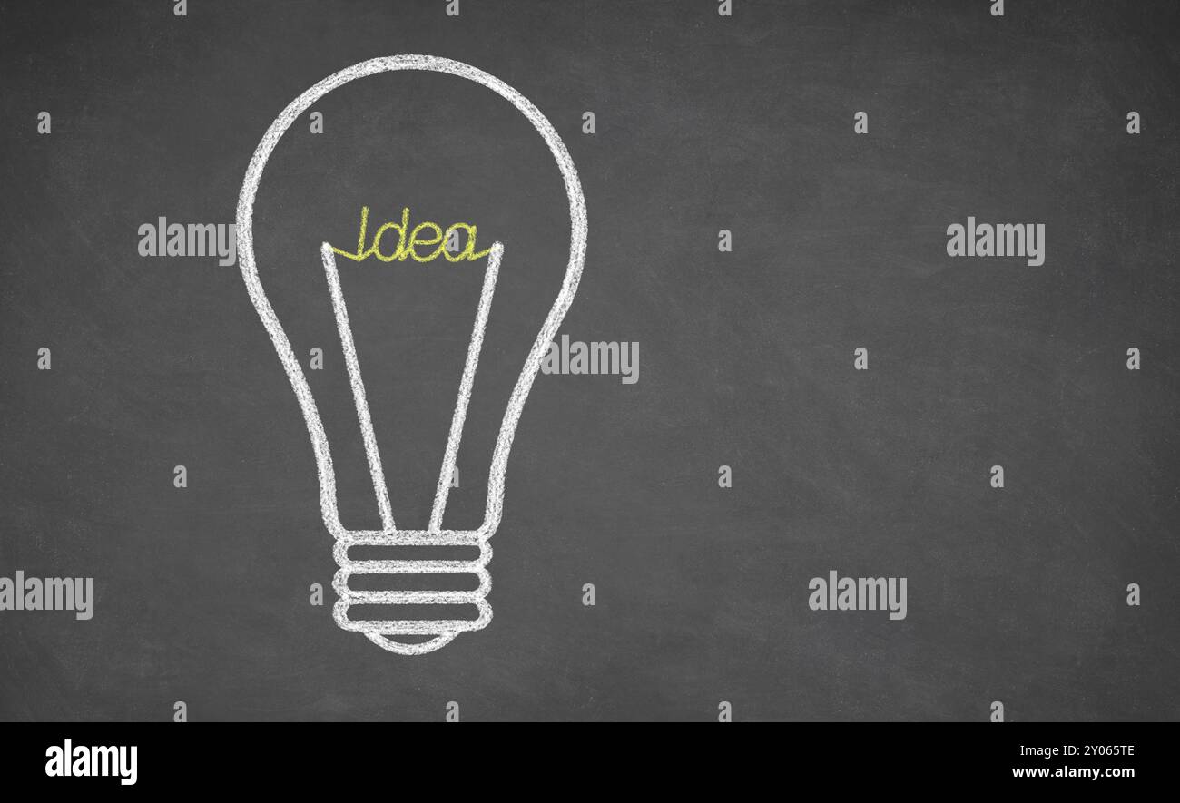 Concept, idea light bulb drawn with chalk on a blackboard Stock Photo ...