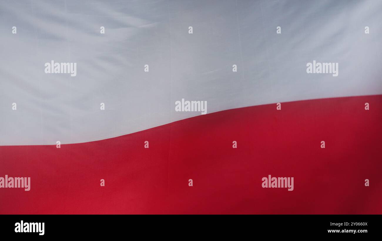 Waving real Polish national flag background. Poland day, EU, traveling ...