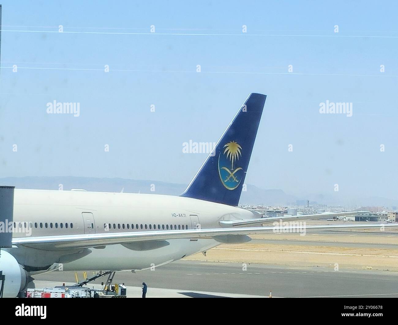 Medina, Saudi Arabia, June 29 2024: Saudi Airlines plane in Prince Mohammad Bin AbdulAziz ...