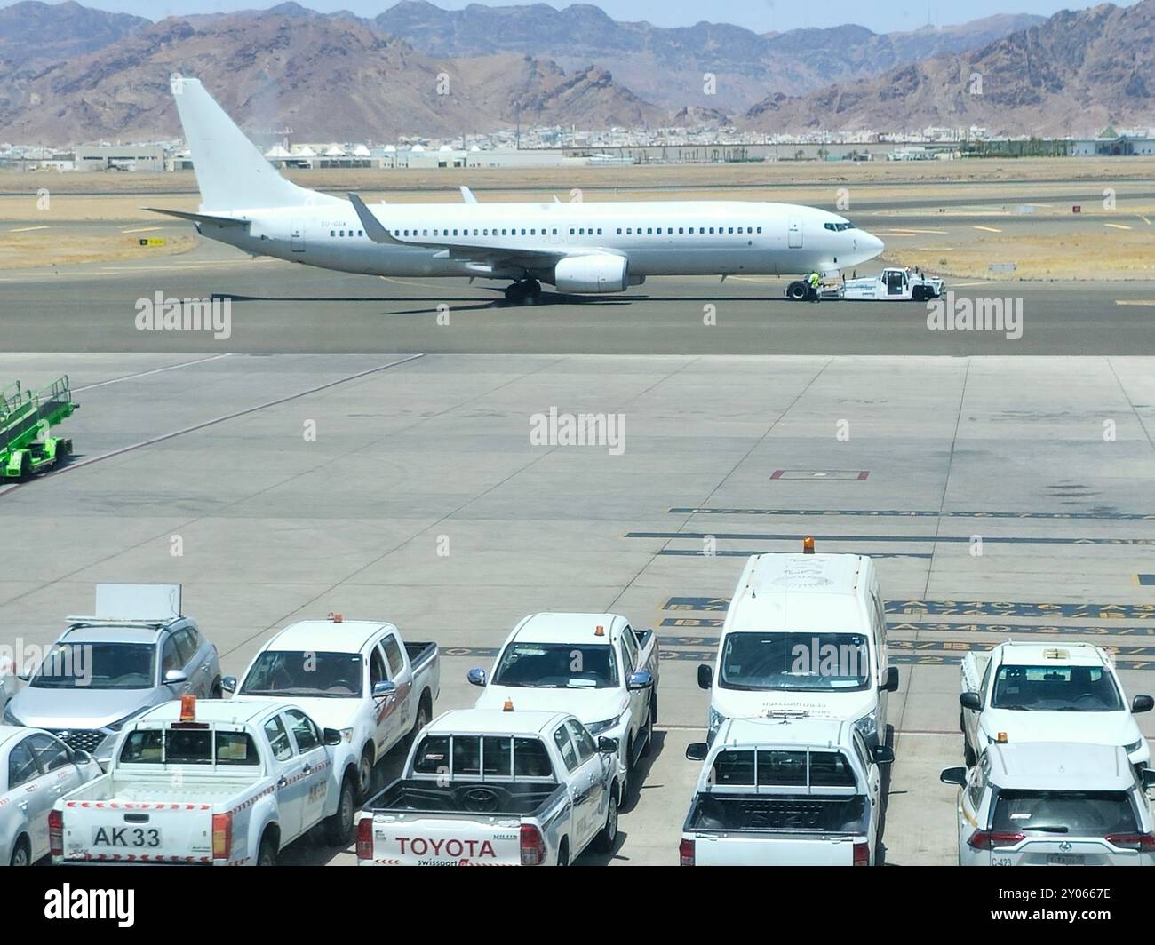 Medina, Saudi Arabia, June 29 2024: a plane in Prince Mohammad Bin AbdulAziz International ...