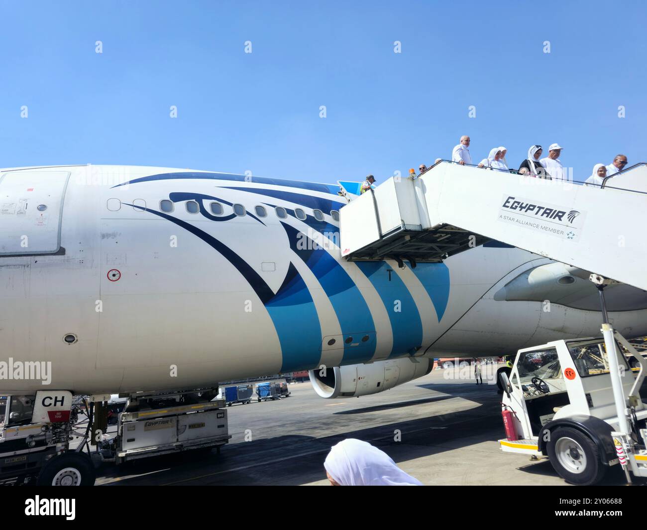 Cairo, Egypt, June 29 2024: Egyptair plane in the airport, Egypt Air is ...