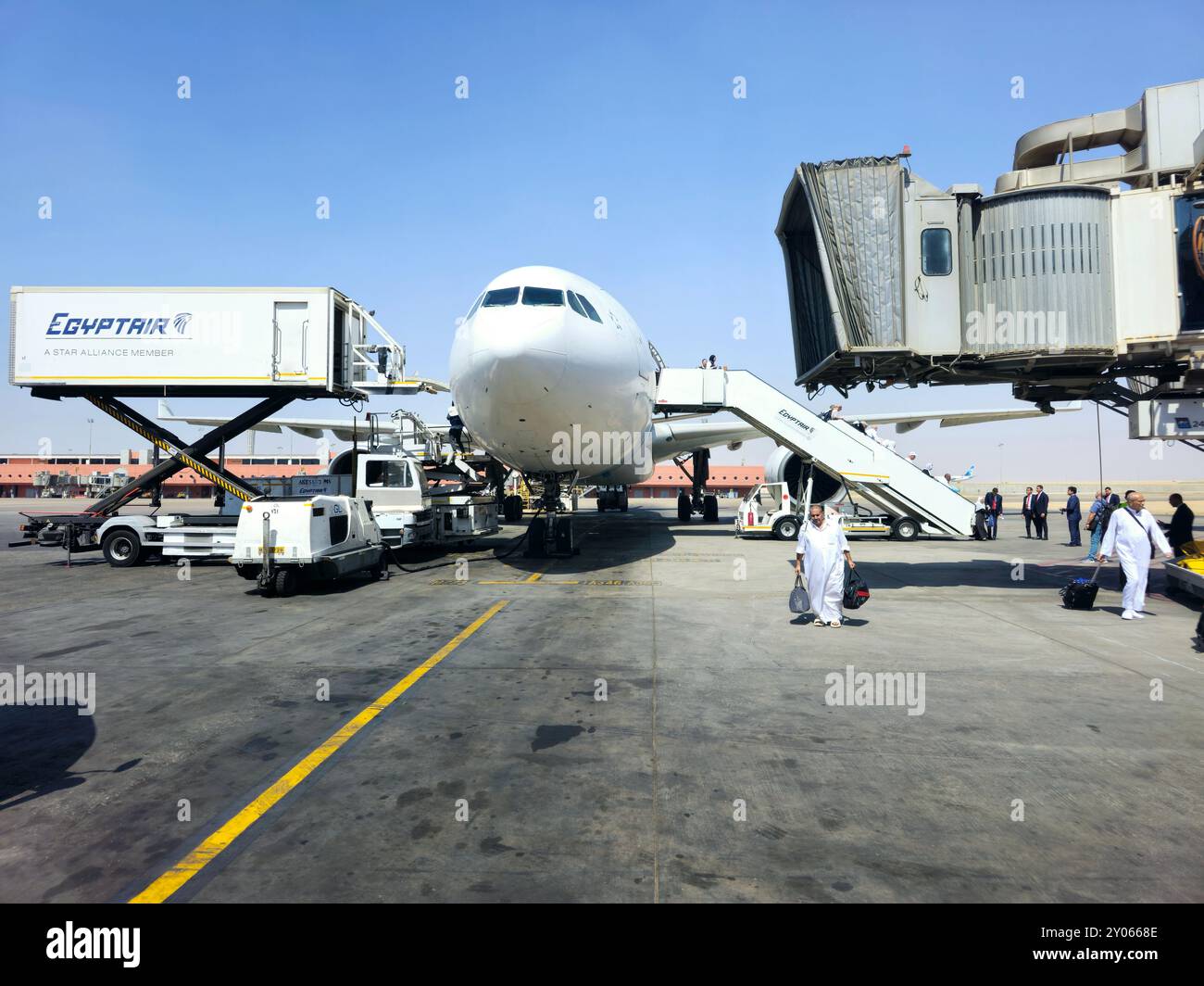 Cairo, Egypt, June 29 2024: Egyptair plane in the airport, Egypt Air is ...