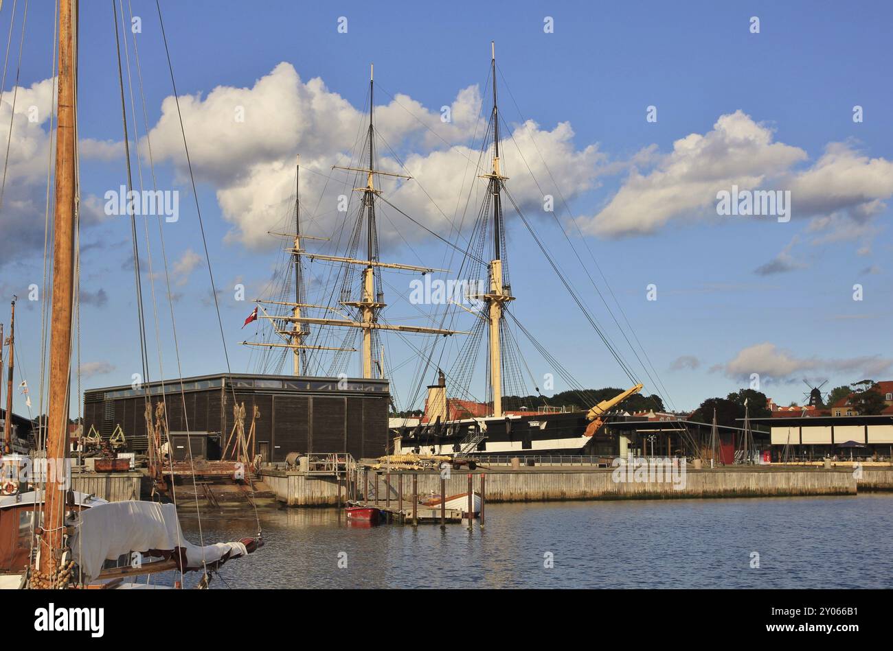 Frigates Jylland, old sailing ship in Ebelstoft Stock Photo - Alamy