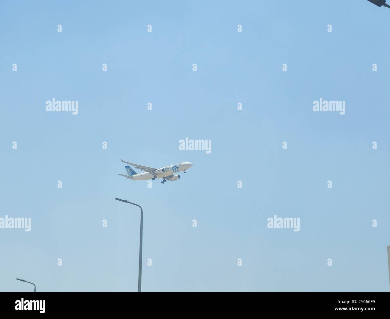 Cairo, Egypt, July 17 2024: Egyptair plane in the air, Egypt Air is the ...