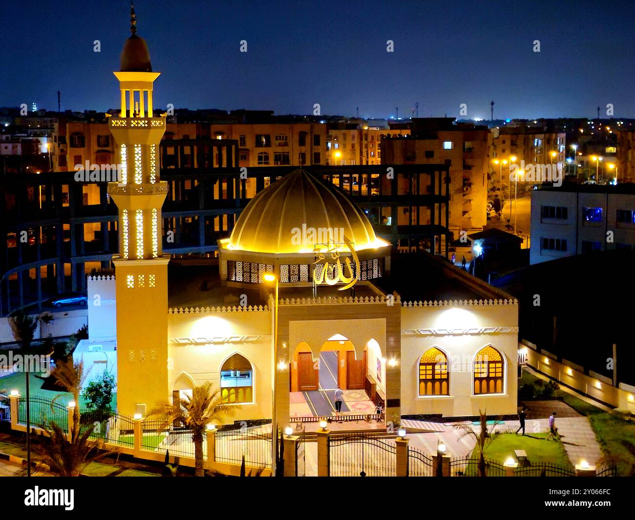 Cairo, Egypt, July 20 2024: A night view of the Exterior of a grand ...