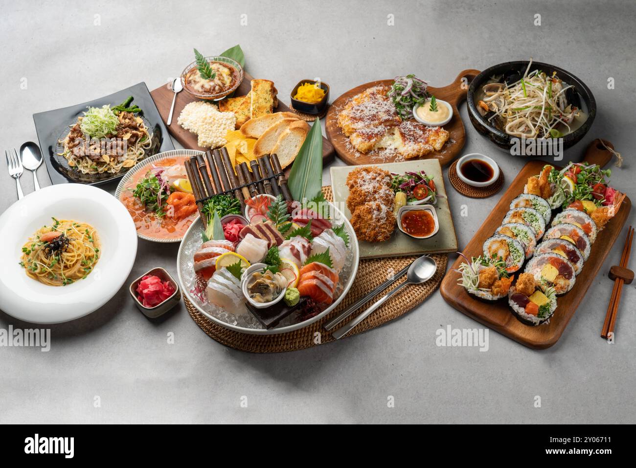 Fried shrimp, roll, aged raw fish, raw fish, seafood white , seafood ...