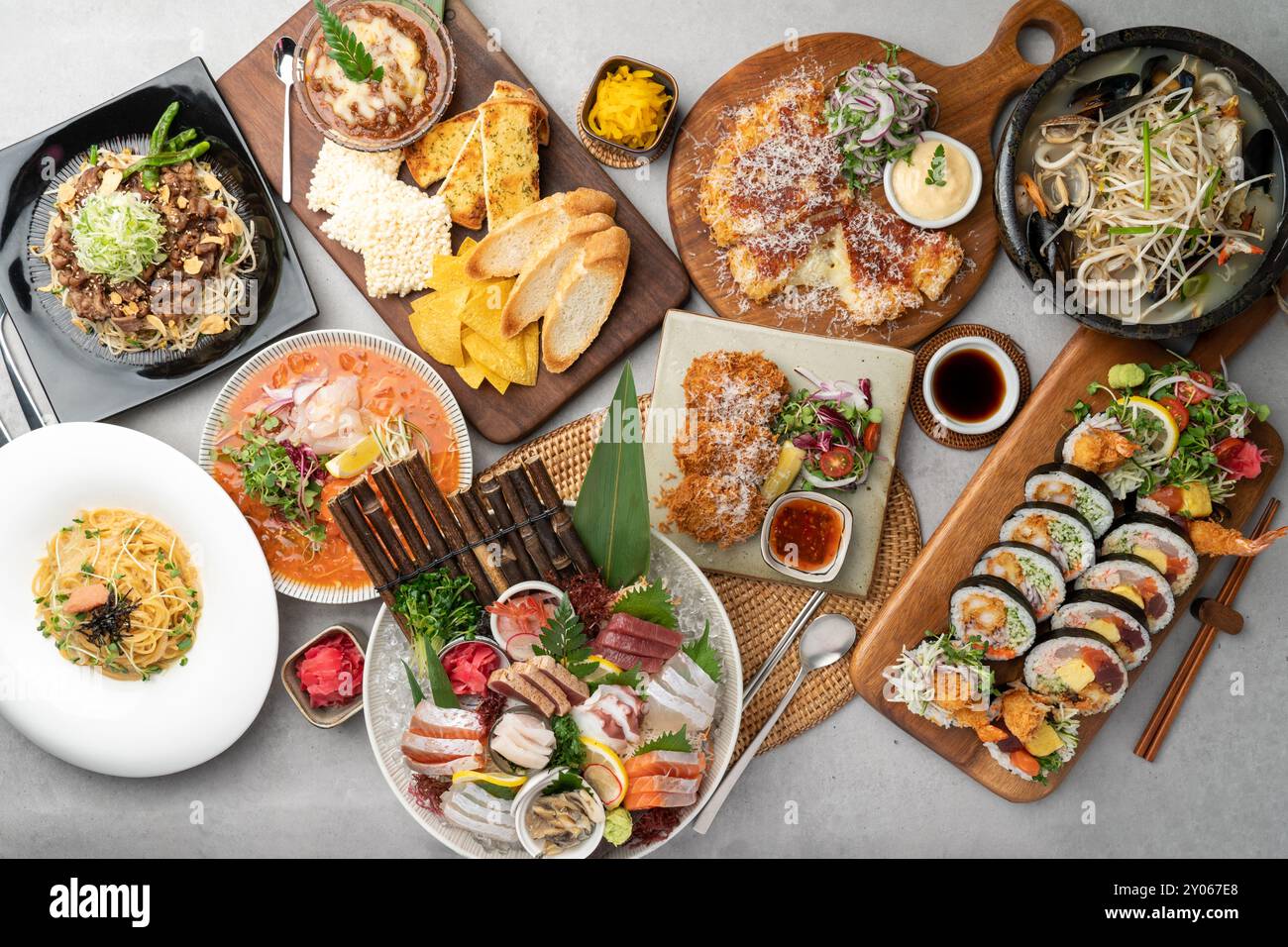 Fried shrimp, roll, aged raw fish, raw fish, seafood white , seafood ...