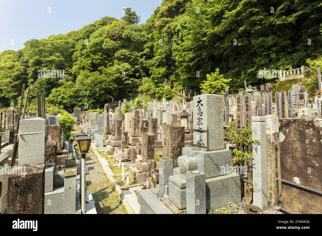 Old graves and headstones of the deceased at a Buddhist cemetery ...