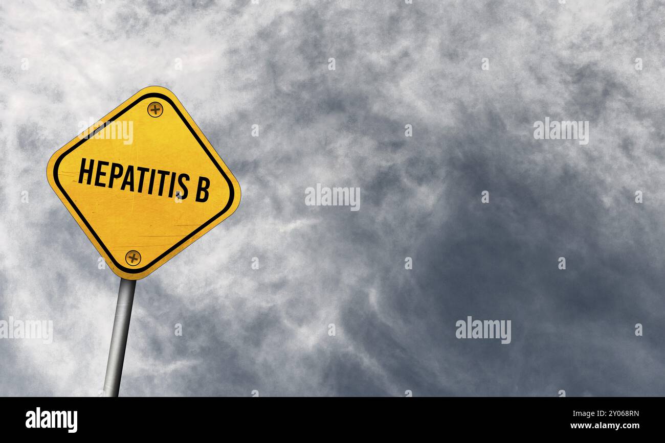 Hepatitis b, yellow sign with cloudy sky Stock Photo - Alamy