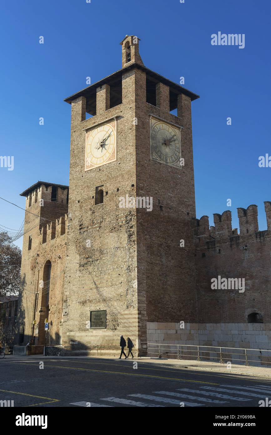 Tower of the medieval castle of Castelvecchio, one of the symbols of ...