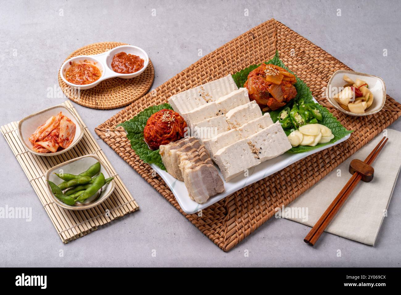 Pork, boiled pork, bossam, skate, pork belly, kimchi, samhap, set menu ...