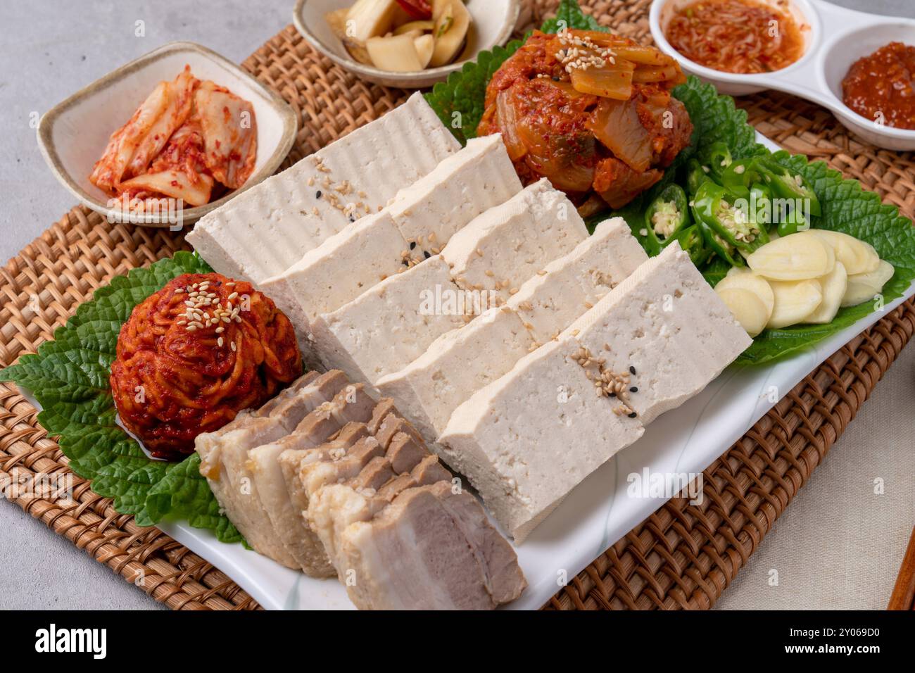 Pork, boiled pork, bossam, skate, pork belly, kimchi, samhap, set menu ...