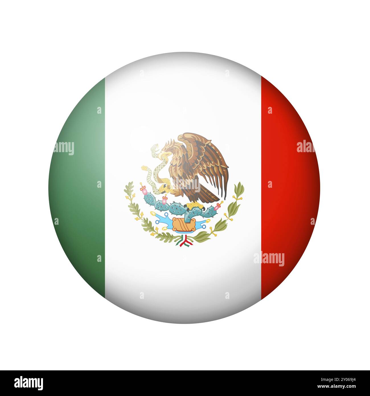 The Mexican flag. Round matte icon. Isolated on white background Stock ...