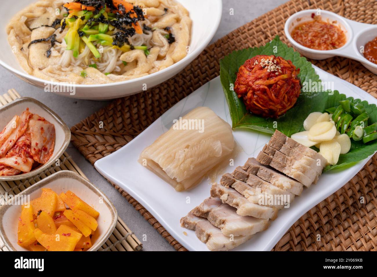 Pork, boiled pork, bossam, skate, pork belly, kimchi, samhap, set menu ...